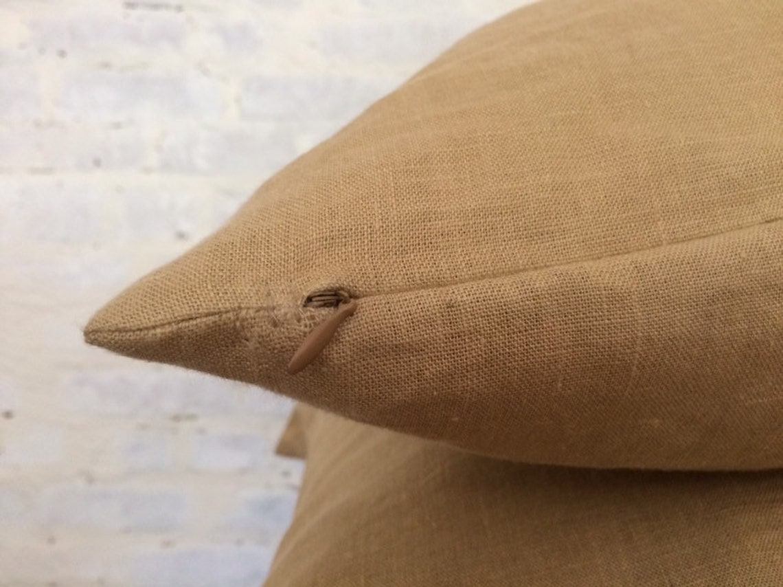 Linen Pillow Case With Hidden Zipper Closure - Natural Pillow Cover ...