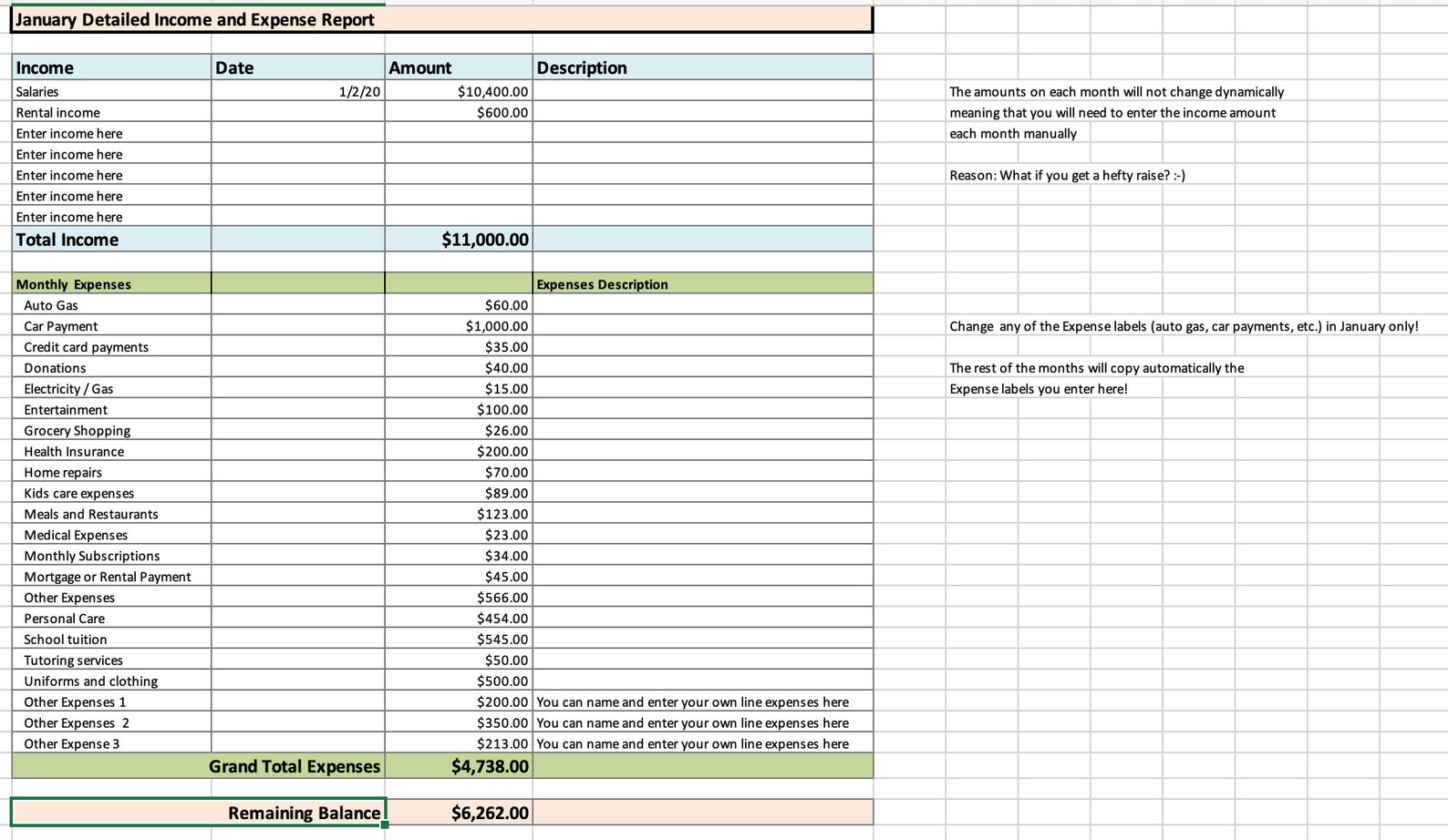 Dave Ramsey Inspired Excel Family Budget Spreadsheet for Excel- Auto ...