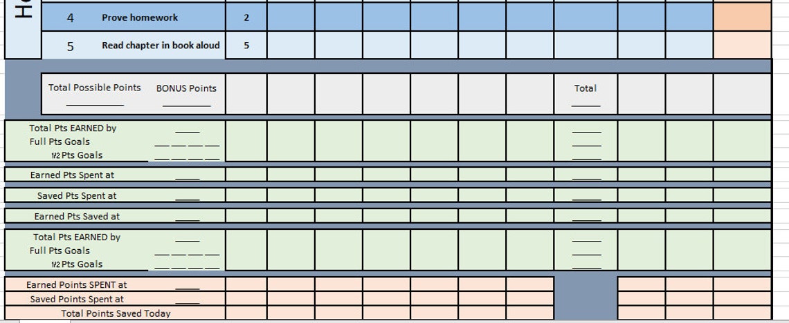 Excel Children Reward System Easy to Customize - Kids Point System - Etsy