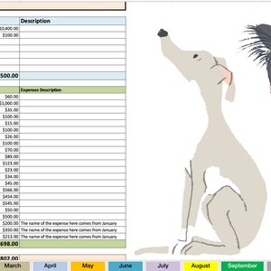 Dog-themed Family Budget Excel Spreadsheet: Auto-filled Summary - Etsy