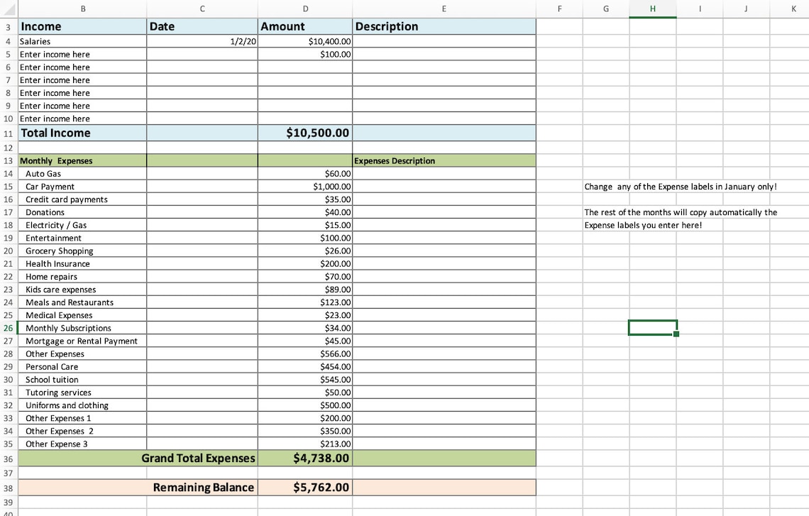 Dave Ramsey Inspired Excel Family Budget Spreadsheet for Excel- Auto ...