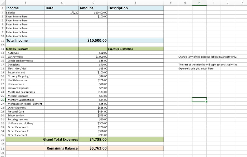 Dave Ramsey Inspired Excel Family Budget Spreadsheet for Excel- Auto ...