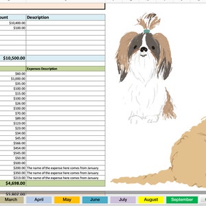 Dog-themed Family Budget Excel Spreadsheet: Auto-filled Summary - Etsy