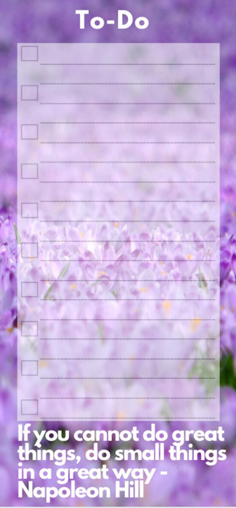 To Do Checklist Inspirational Quotes and Relaxing Flowers to - Etsy