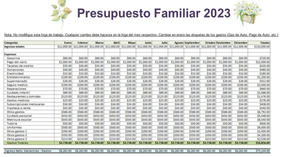Presupuesto Familiar Excel