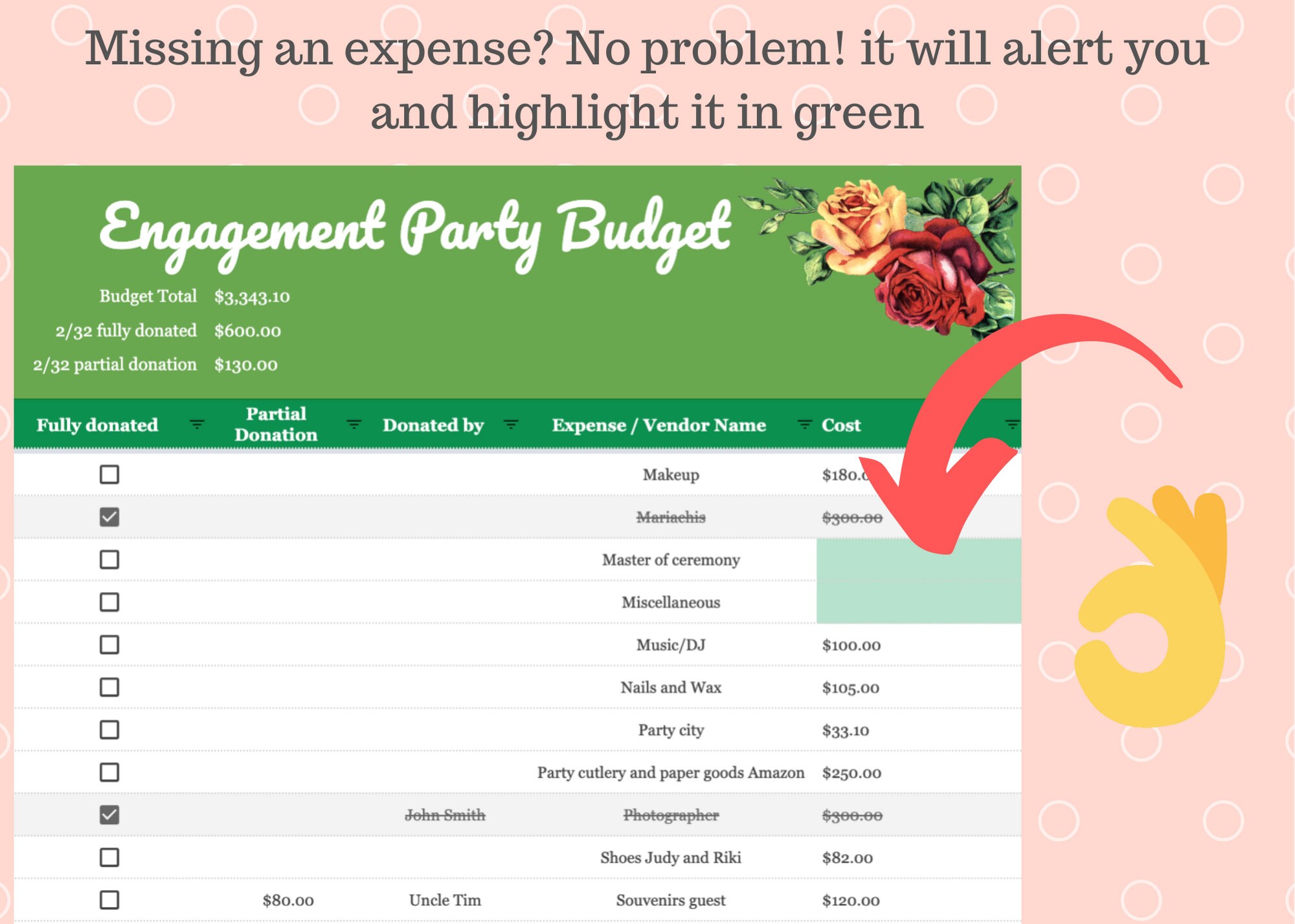 Google Sheets Budget Engagement Party Versatile Ready to Use - Etsy