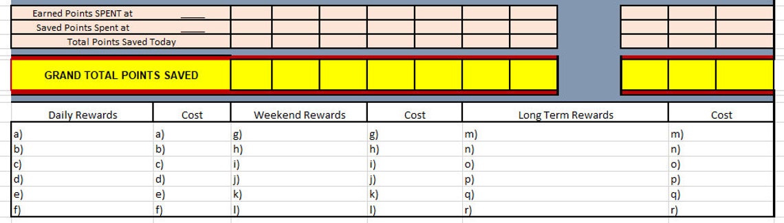 Excel Children Reward System Easy to Customize - Kids Point System - Etsy