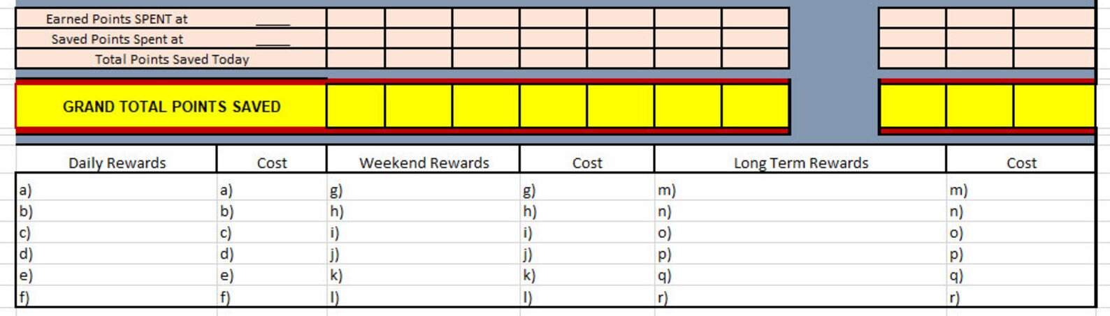 Excel Children Reward System Easy to Customize - Kids Point System - Etsy
