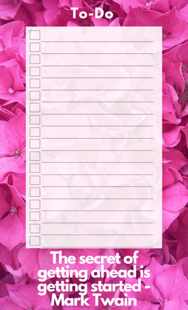 To Do Checklist Inspirational Quotes and Relaxing Flowers to | Etsy