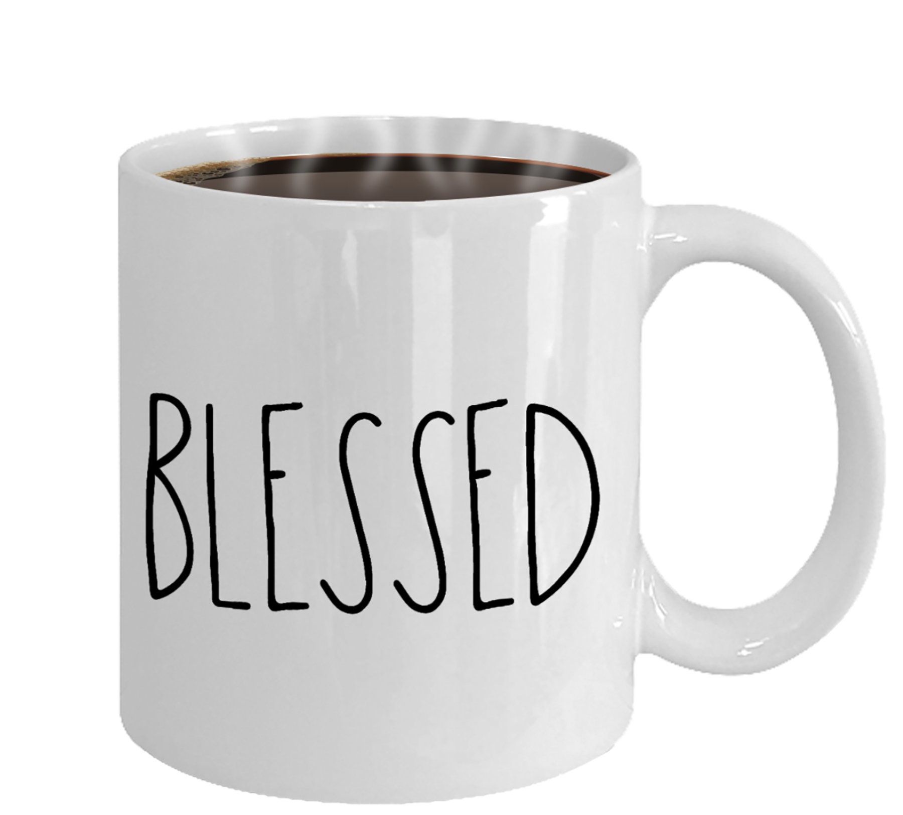 Blessed Mug Minimalist Blessed Coffee Cup Skinny Font One - Etsy