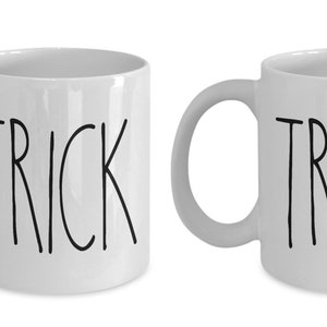 Trick or Treat Mug Set, Halloween Mug Set, Trick Treat Mugs, Minimalist ...