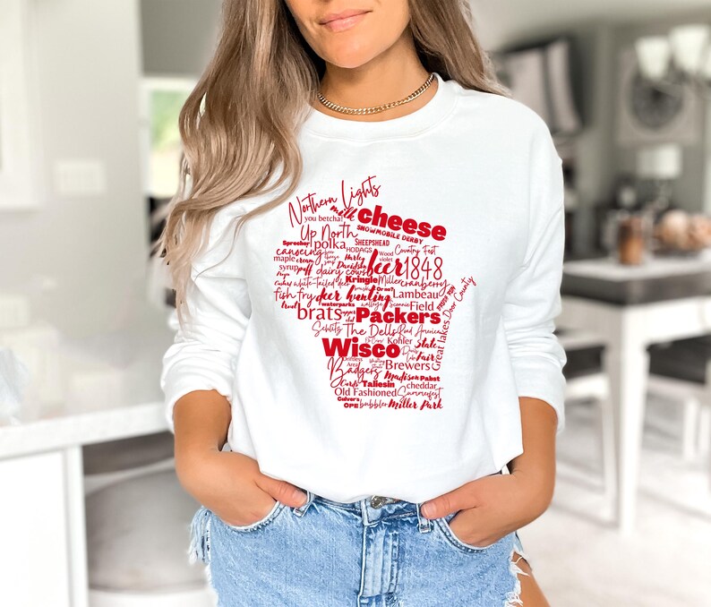 Wisconsin Typography Sweatshirt: Funny Slogans, Wisconsinite Gift - Etsy