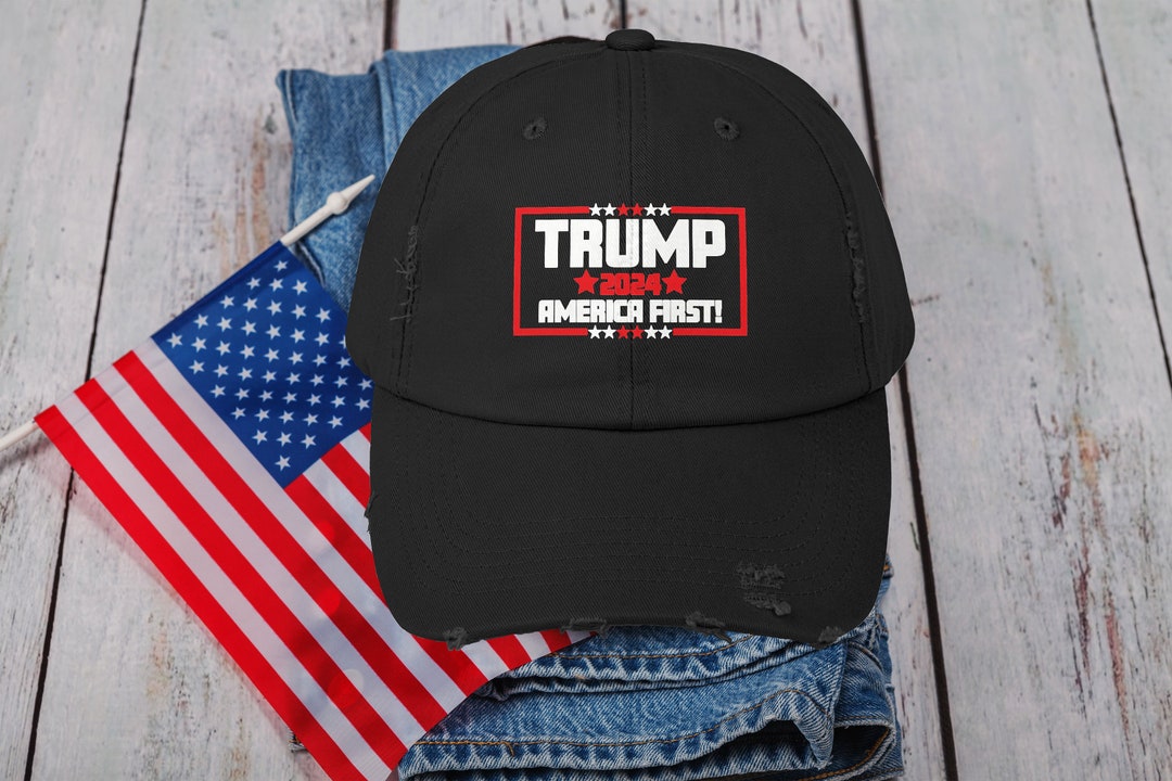 Trump 2024 Distressed Baseball Cap: America First Rally Gear - Etsy