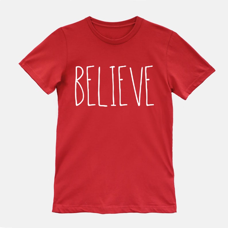 Believe Christmas Tee: Bella Canvas Unisex T-shirt, Minimalist Text - Etsy