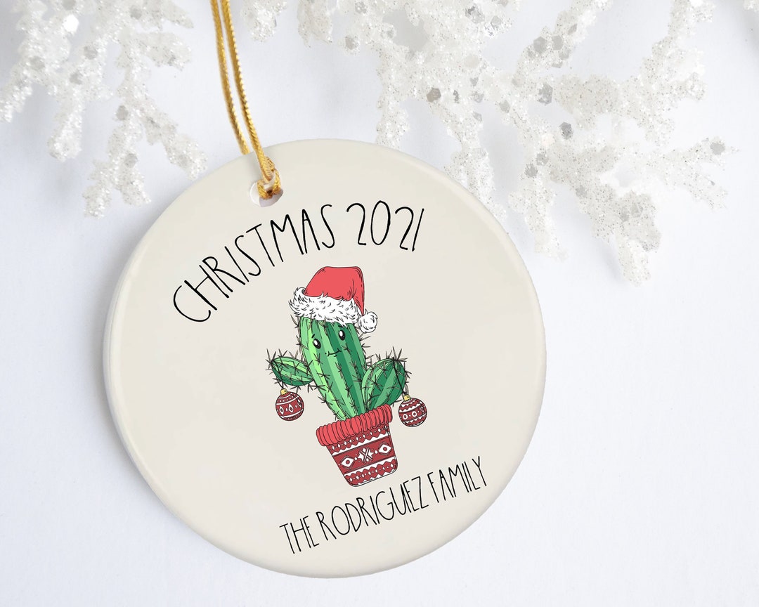Personalized Christmas Cactus Ornament Custom Family Name - Etsy