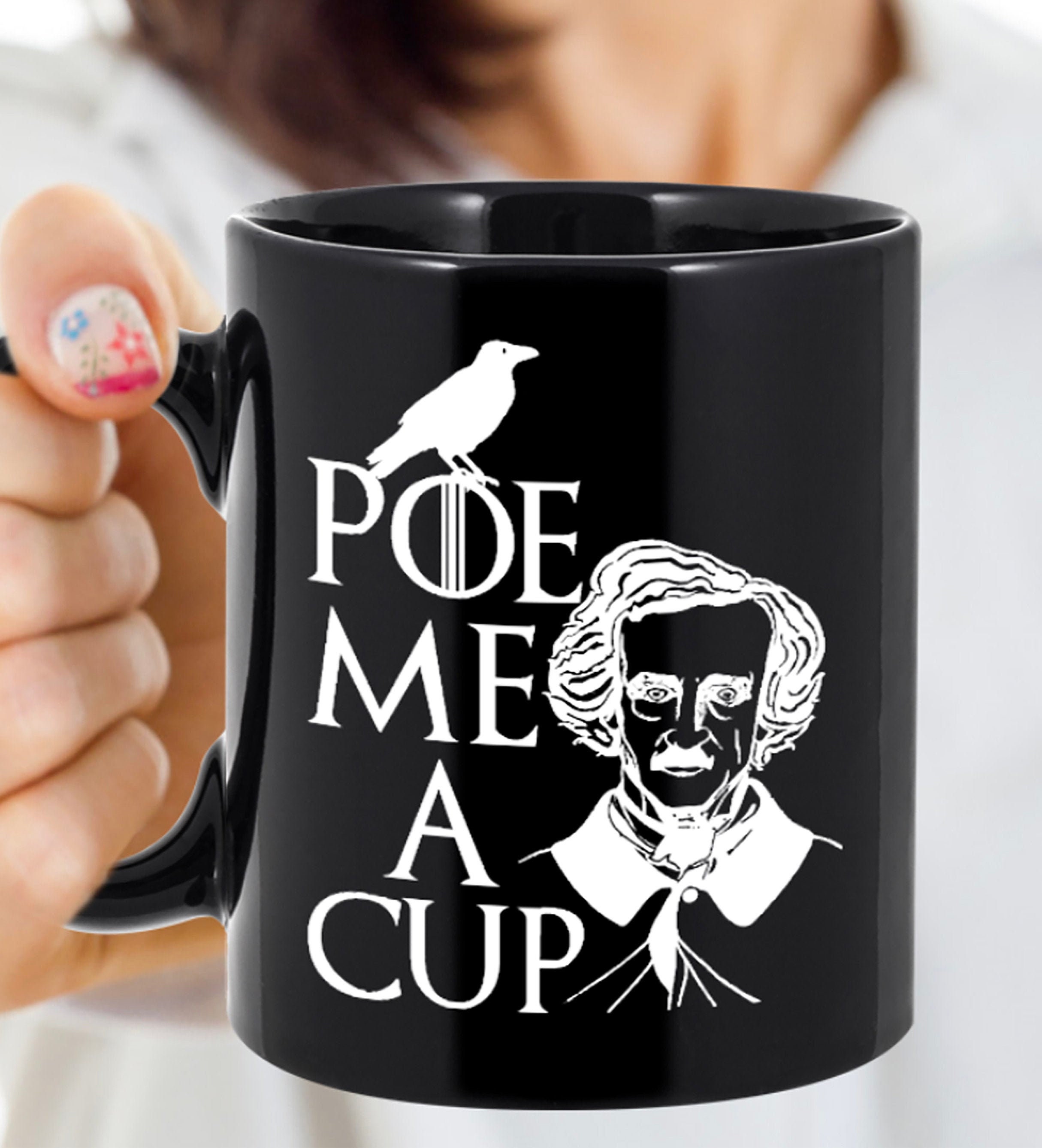 POE ME a CUP Edgar Allan Poe Funny Black Mug Goth Gift - Etsy