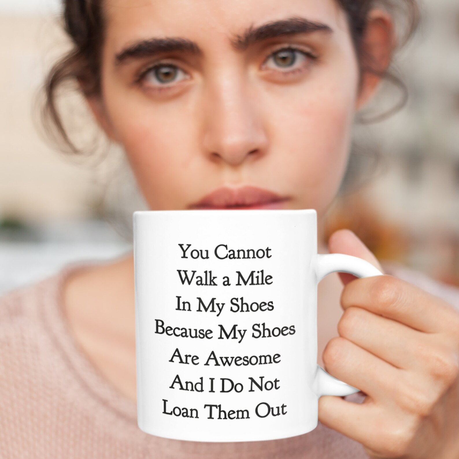 Personalized Shoe Lover Mug: Can't Walk a Mile in My Shoes, Funny Shoes ...
