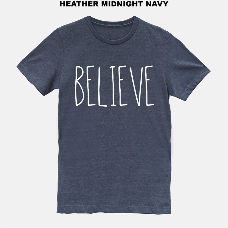 Believe Christmas Tee: Bella Canvas Unisex T-shirt, Minimalist Text - Etsy