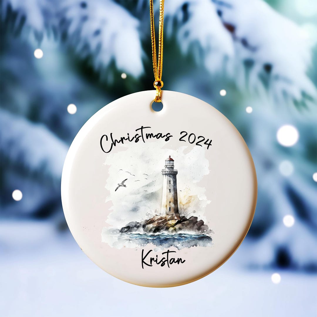 Personalized Watercolor Lighthouse Ornament: Christmas Keepsake Gift - Etsy