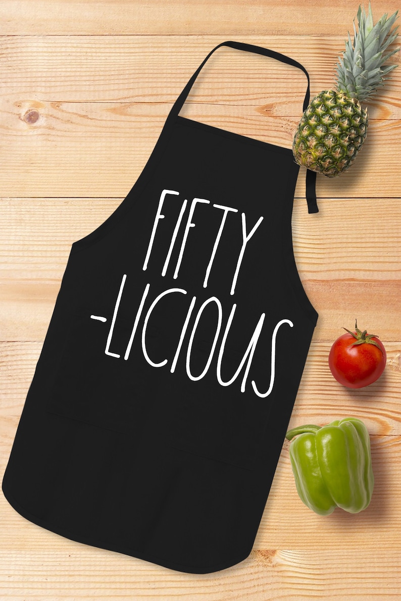 50th Birthday Apron: Fifty-licious Party Gift - Etsy