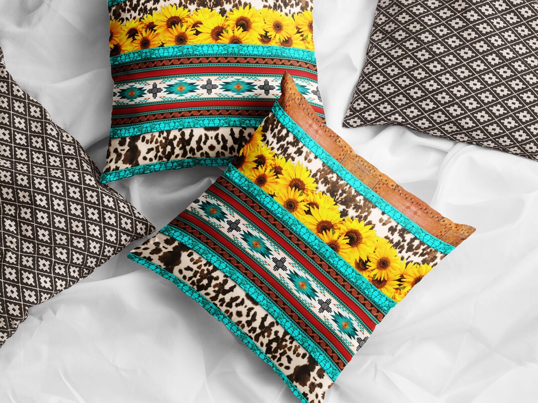 Southwestern Aztec Print Pillow With Insert, Navajo Indian Boho Pillow ...