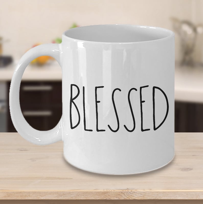 Blessed Mug Minimalist Blessed Coffee Cup Skinny Font One - Etsy