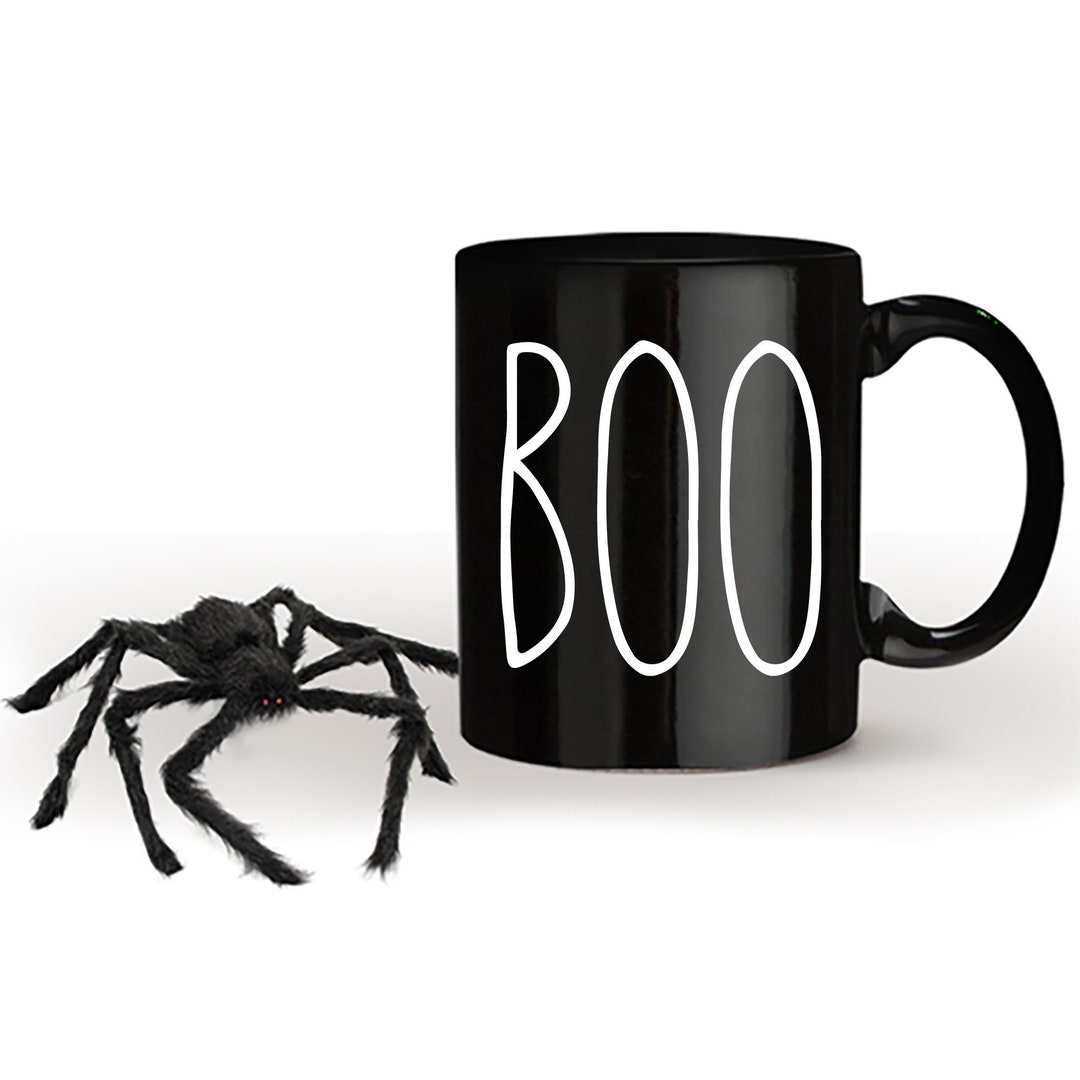 Boo Black Coffee Mug, Skinny Font, Boo Mug, Minimalist, Boo Cup ...