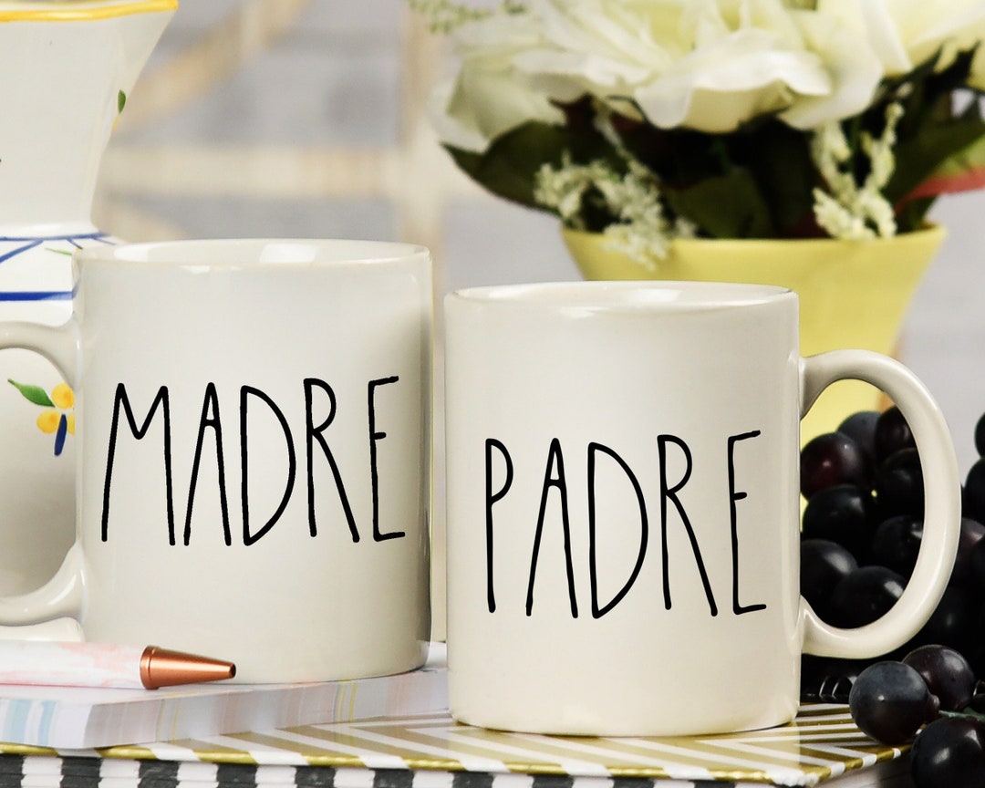 Latino Parents Gift, Padre Madre Coffee Mug Set, Two-tone Color Accent ...