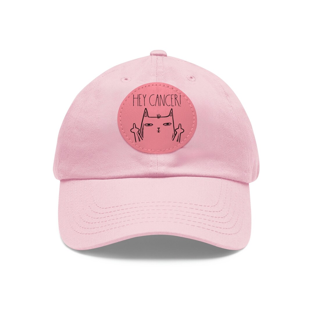 Hey Cancer F U, Cat Middle Finger Hat With Round Leather Patch, Snarky ...