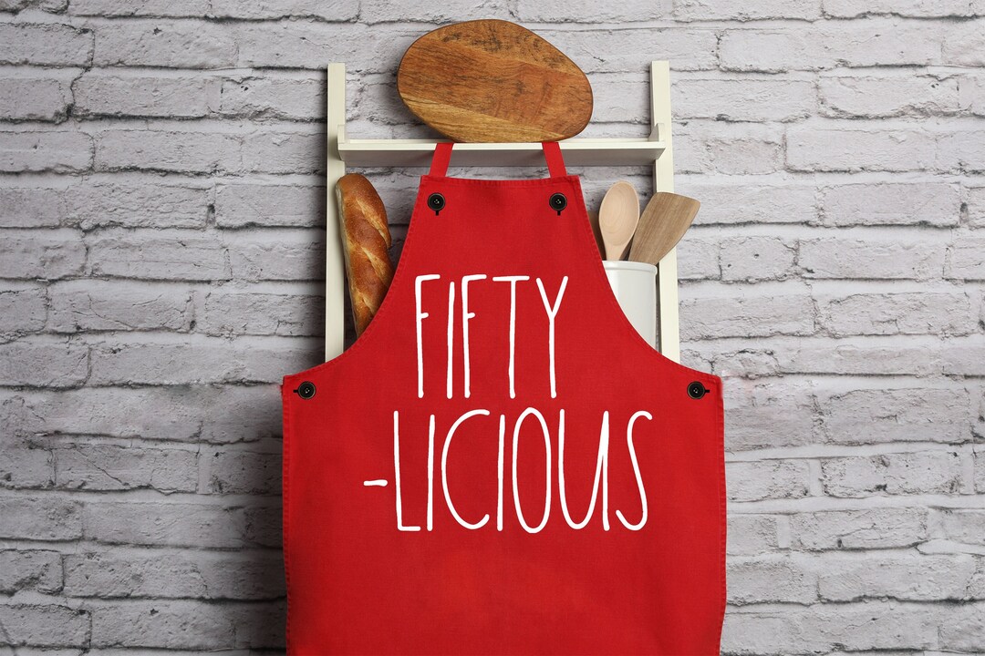 50th Birthday Apron, Fifty-licious, Super Cute Birthday Gift for Her ...