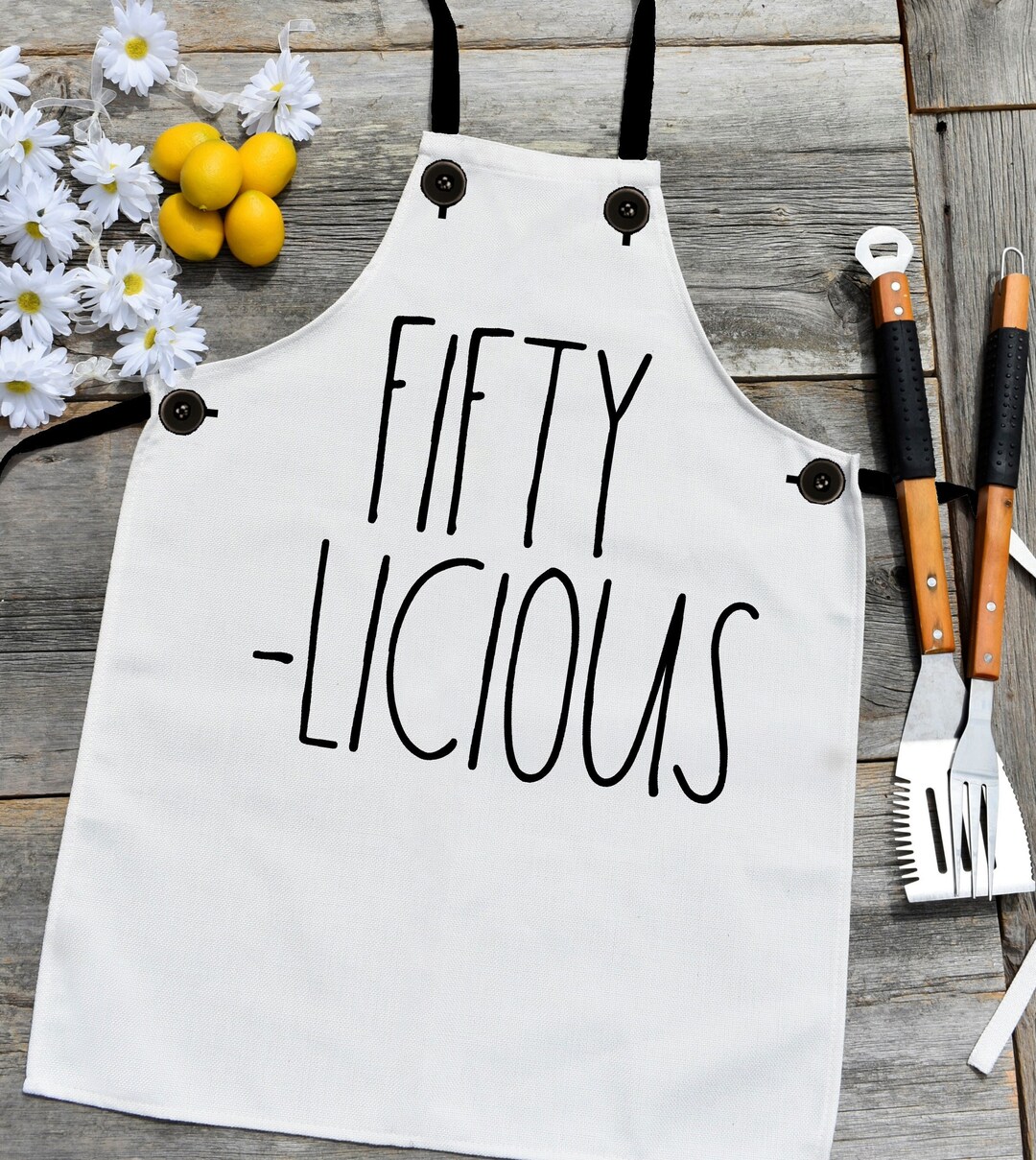 50th Birthday Apron Fifty-licious Super Cute Birthday Gift - Etsy