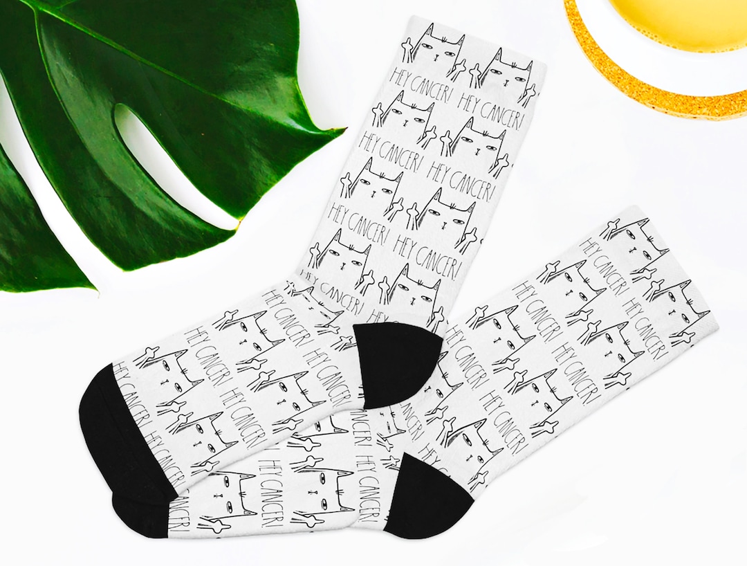 Hey Cancer Cat Socks: Snarky Chemo Gift, Eco-friendly Poly Blend - Etsy