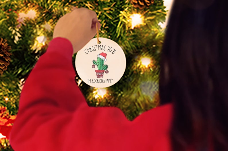 Personalized Christmas Cactus Ornament Custom Family Name - Etsy