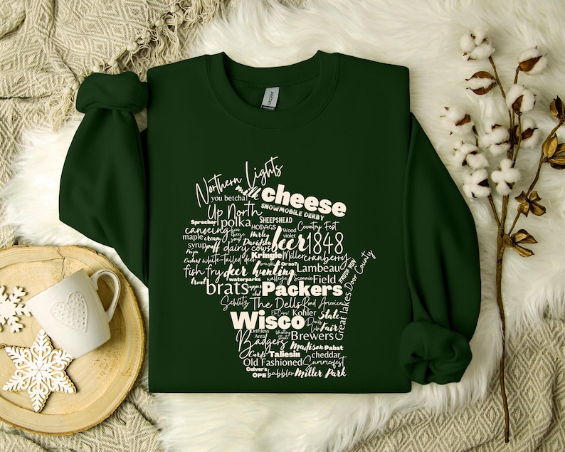 Wisconsin Typography Sweatshirt: Funny Slogans, Wisconsinite Gift - Etsy