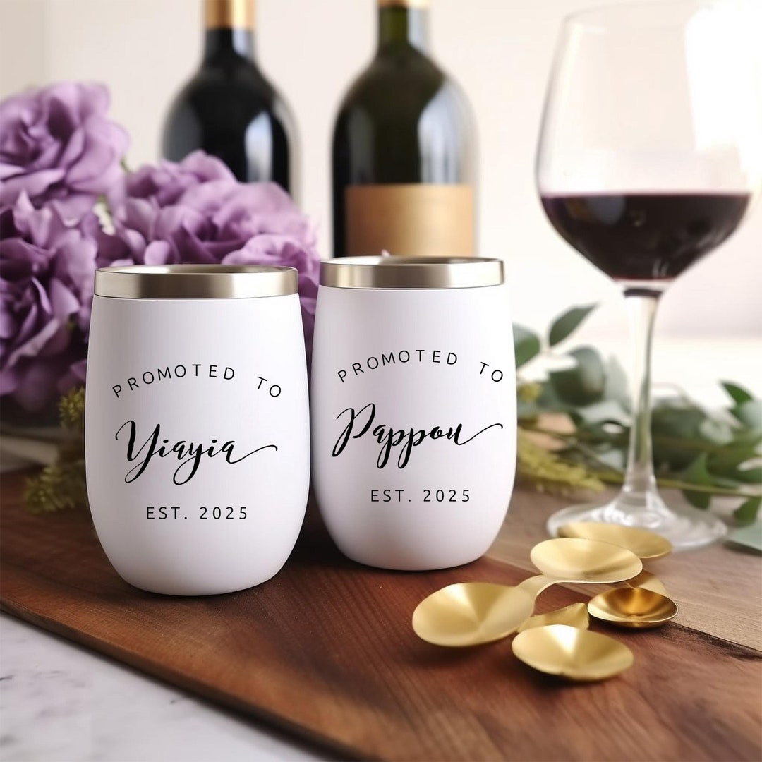 Pappou Yiayia Pregnancy Announcement Wine Tumbler Set: Greek ...