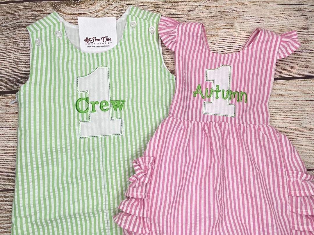 Baby Boy or Girl 1st Birthday Outfit, Number Applique Outfit ...