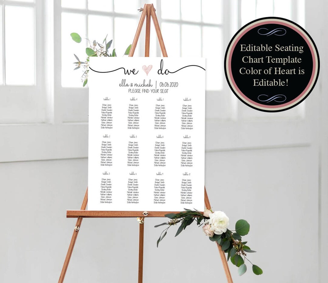 Wedding Seating Chart Template, "we Do" Seating Chart Display, "we Do ...