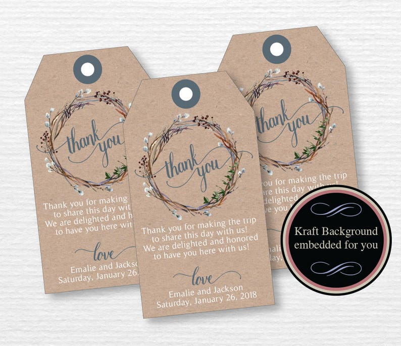 Boho Wreath Favor Tags Boho Style Thank You Tags Wedding | Etsy