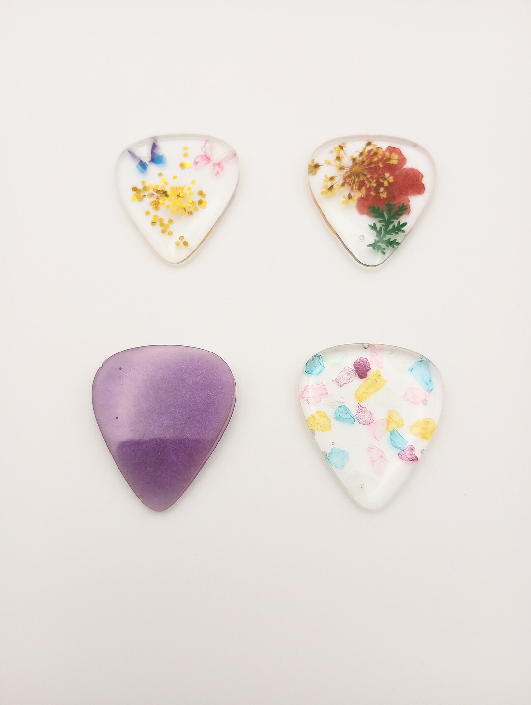 Resin Guitar Picks 4 Pack 3mm Butterfly Pick Rainbow Glass Pick Flower ...