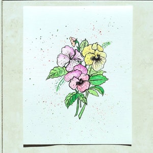 Watercolor Pansie Painting, Paper Flower Wall Decor, Floral Watercolor ...