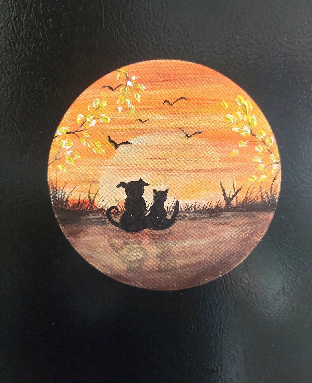 Animal Magnet for Fridge Hand Painted, Cat and Dog Magnet, Mini Round ...