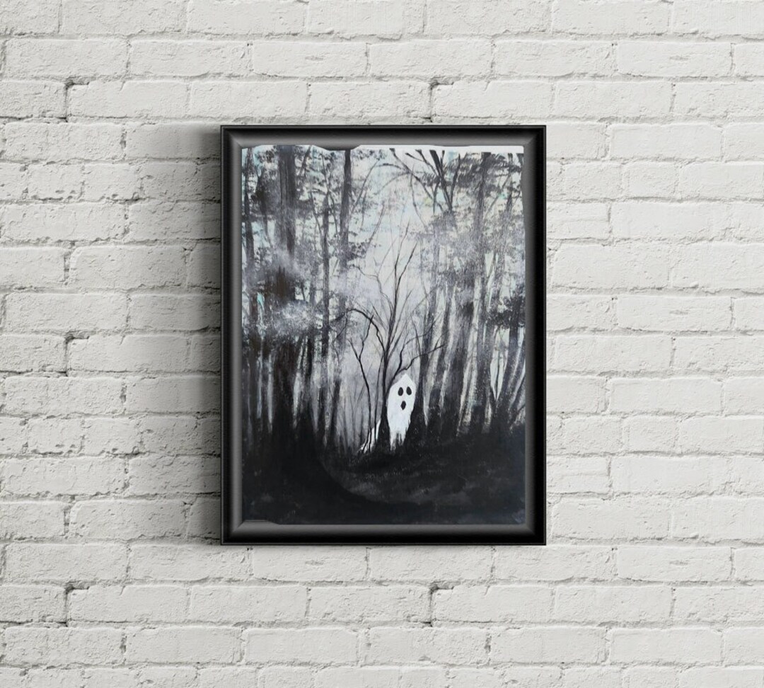 Ghost Painting on Canvas, Cute Ghost Wall Art, Halloween Ghost Wall ...