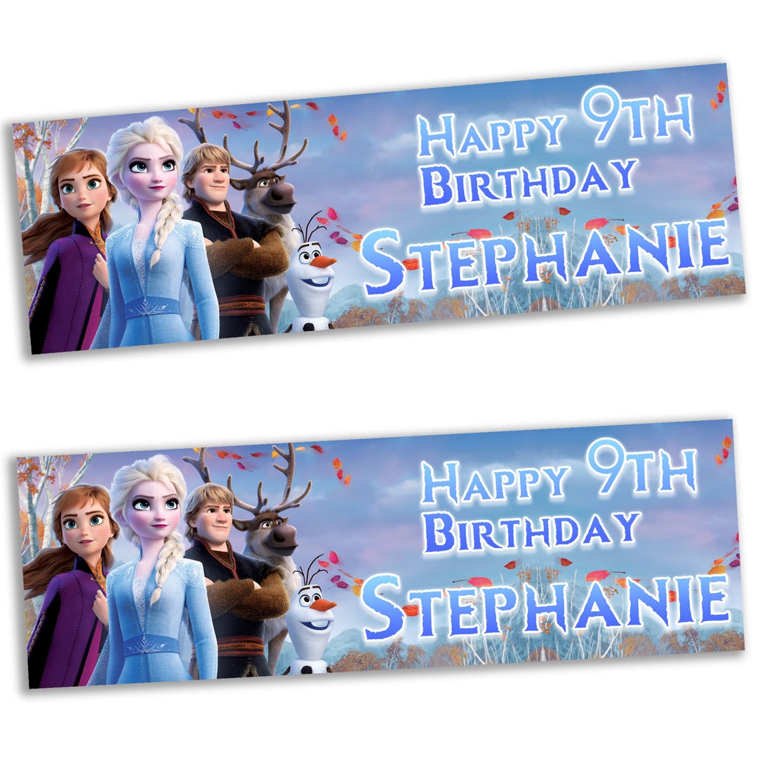 Frozen II D1 Personalised Banner Birthday Girls Boys Party Paper ...