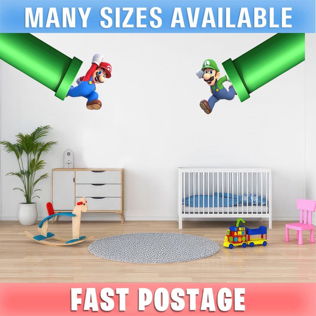Super Mario Corner Pipe Wall Stickers STRONG Vinyl Many Sizes Kids ...
