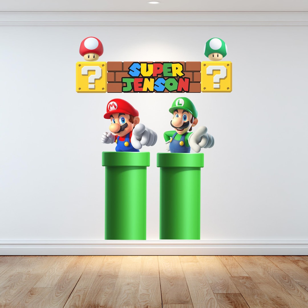 Super Mario and Luigi Out of Pipes Pointing at You Personalized Name on ...