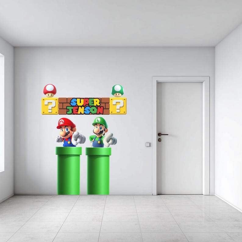 Super Mario and Luigi Out of Pipes Pointing at You Personalized Name on ...