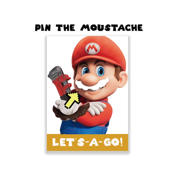 Pin the Mustache on the Mario - Etsy