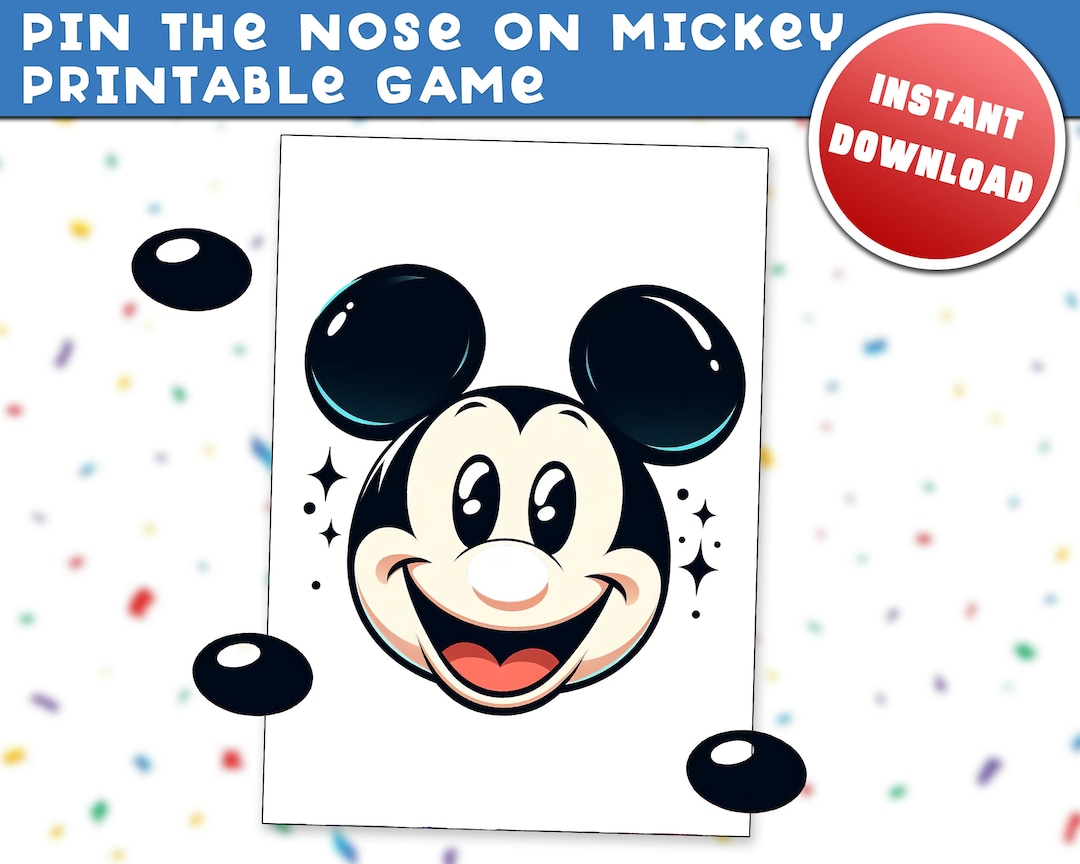 Pin the Nose on Mickey Mouse Birthday Party Celebration Fun Event ...