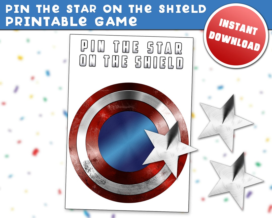 Pin the Star on the Shield Fun Birthday Party Celebration Children's ...