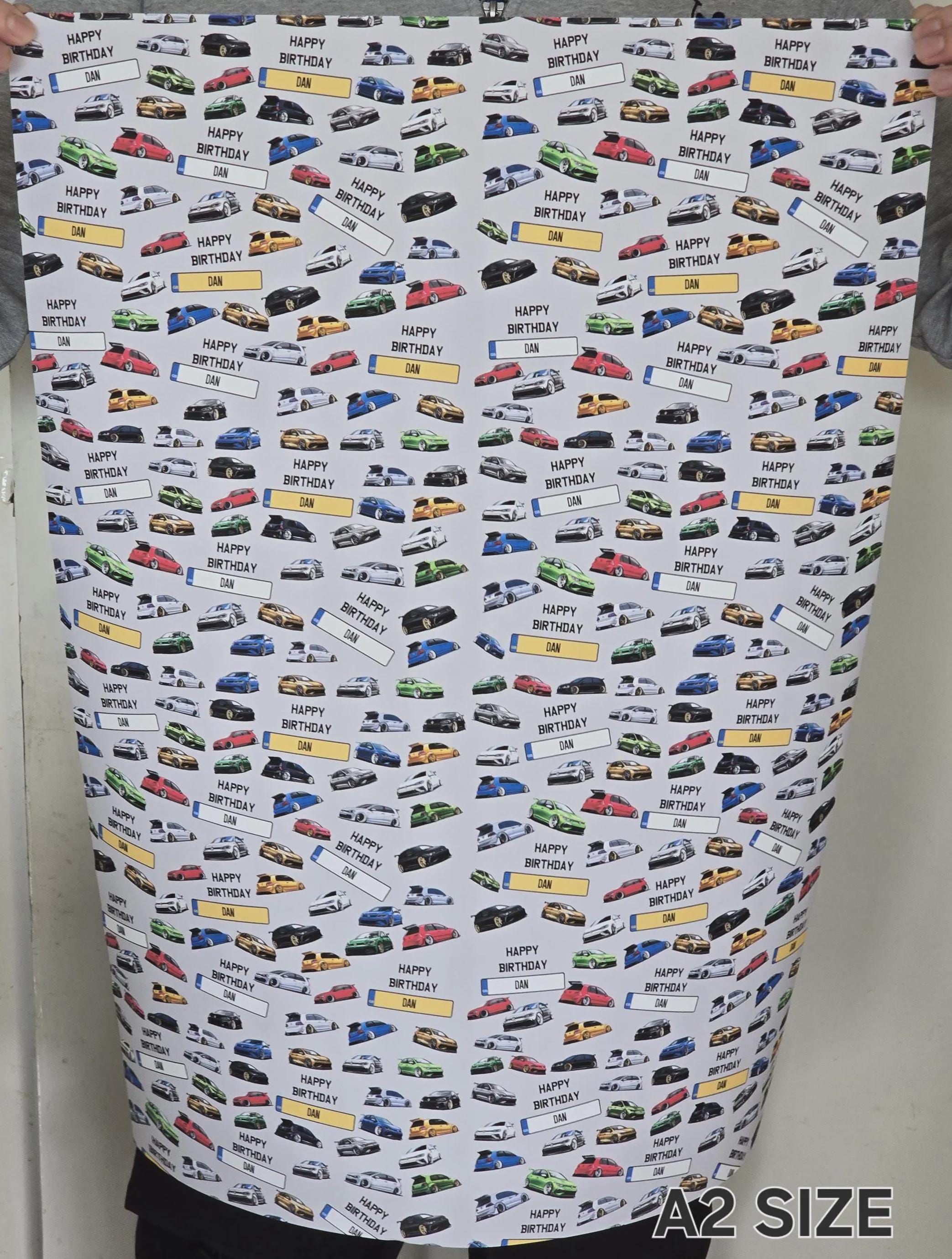 VW Sports Car Golf R32 Turbo Enthusiast Wrapping Paper: Custom Birthday ...